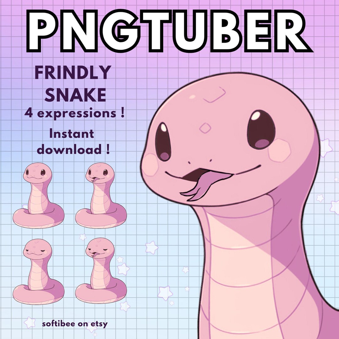 Pngtuber Snake Vtuber Modelo para Twitch 4x Pink reptile Png Tuber ...