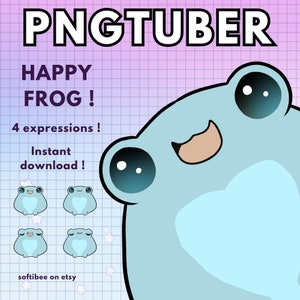 Frog Pngtuber ! Reactive Pngtuber Model - Blue Frog Png Tuber for ...