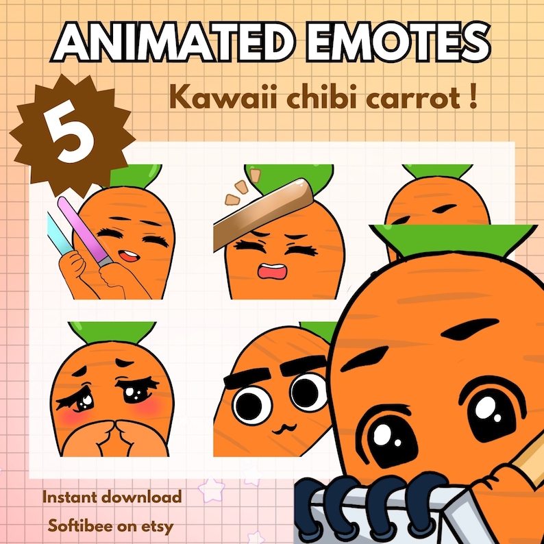 Animated Emotes Carrot Pack X5 Animated Carrot Emotes Food for Twitch ...