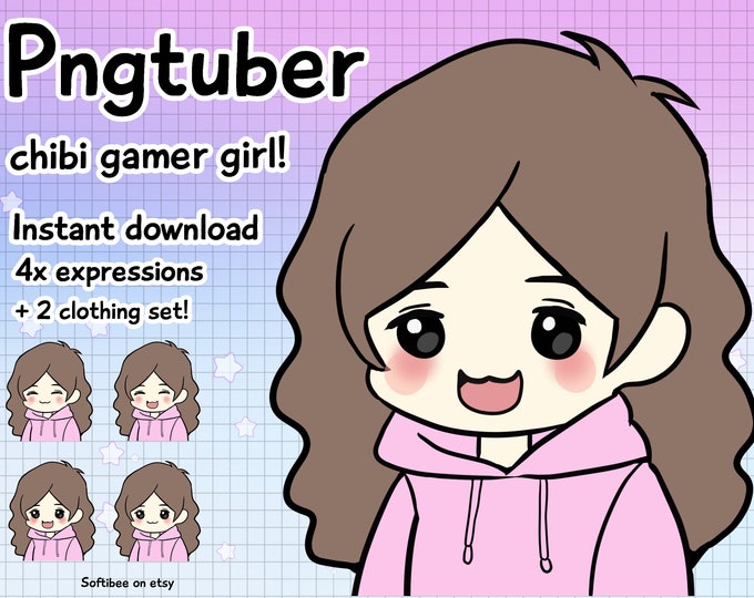Pngtuber Girl ! X4 Png Tuber Meme Girl Anime With Black Hair Emo Vtuber ...