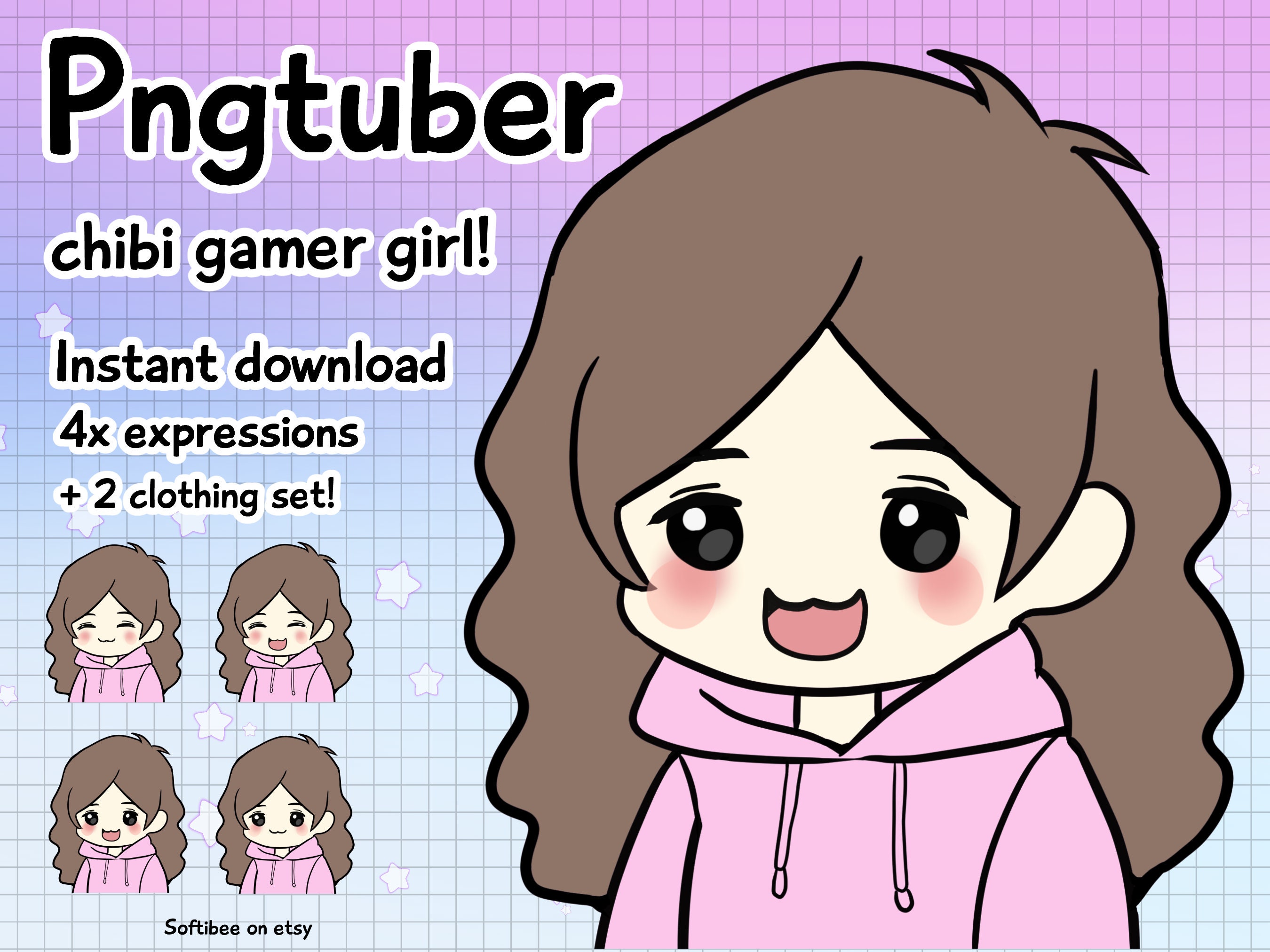 Png Tuber / Vtuber Model Gamer Girl! X4 Kawaii Pngtuber Premande With ...