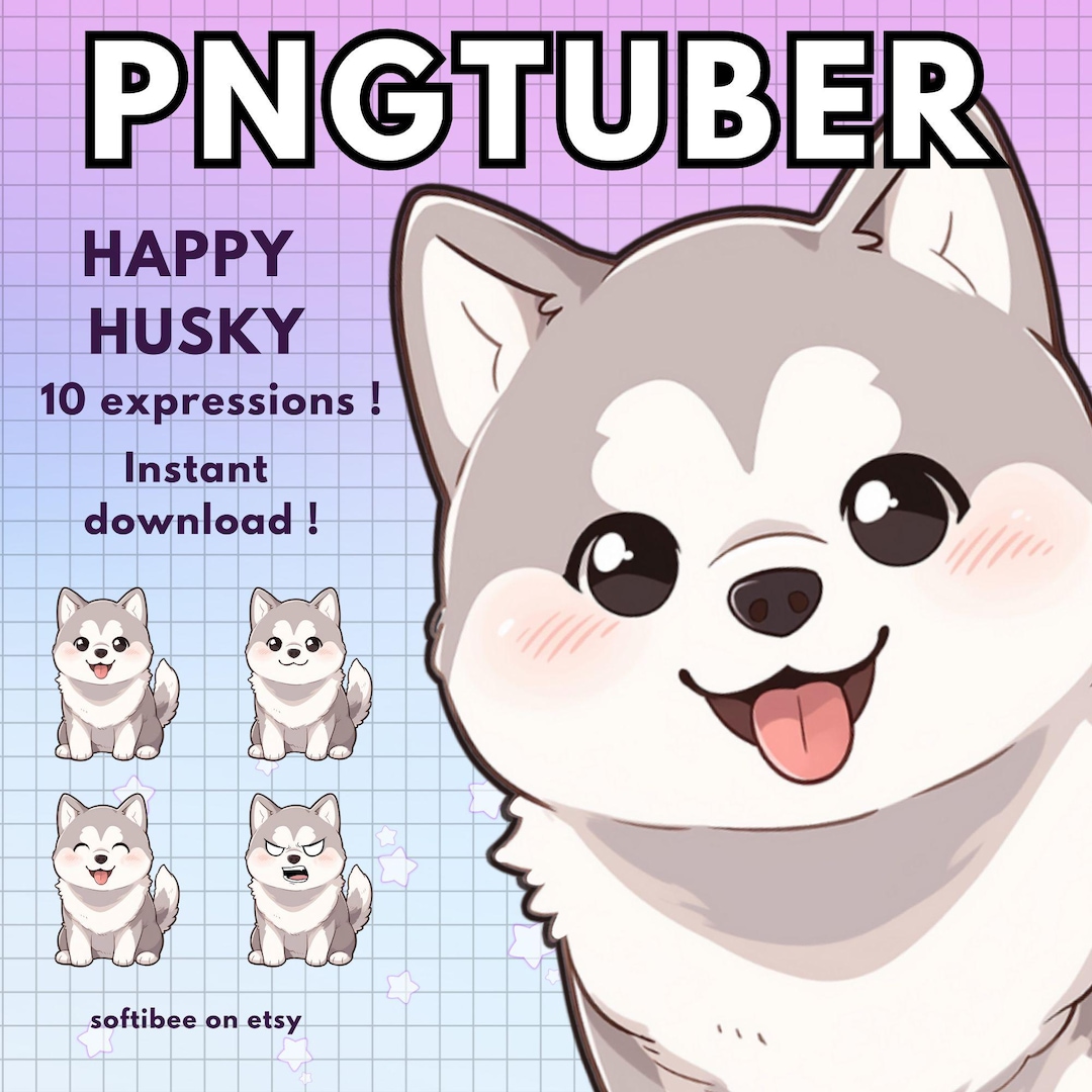 Husky Pngtuber Dog Vtuber Model for Twitch | 8x Png Tuber Reactive ...