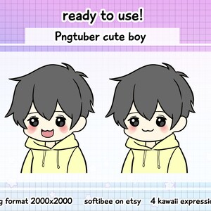 Pngtuber Boy ! Png Tuber 4x Chibi Male Vtubers With Black Hair Yellow ...