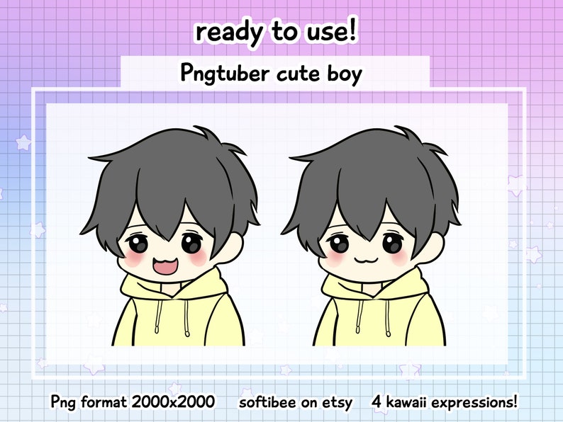 Pngtuber Boy Png Tuber 4x Chibi Male Vtubers With Black Hair - Etsy Canada