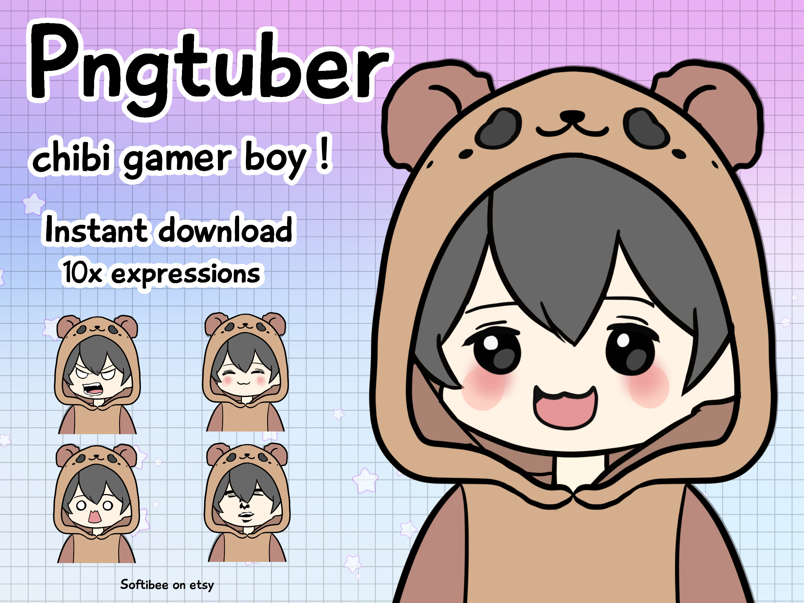 Pngtuber Bear Chibi X10 Png Tuber Brown Cute Boy Anime Model Male for ...