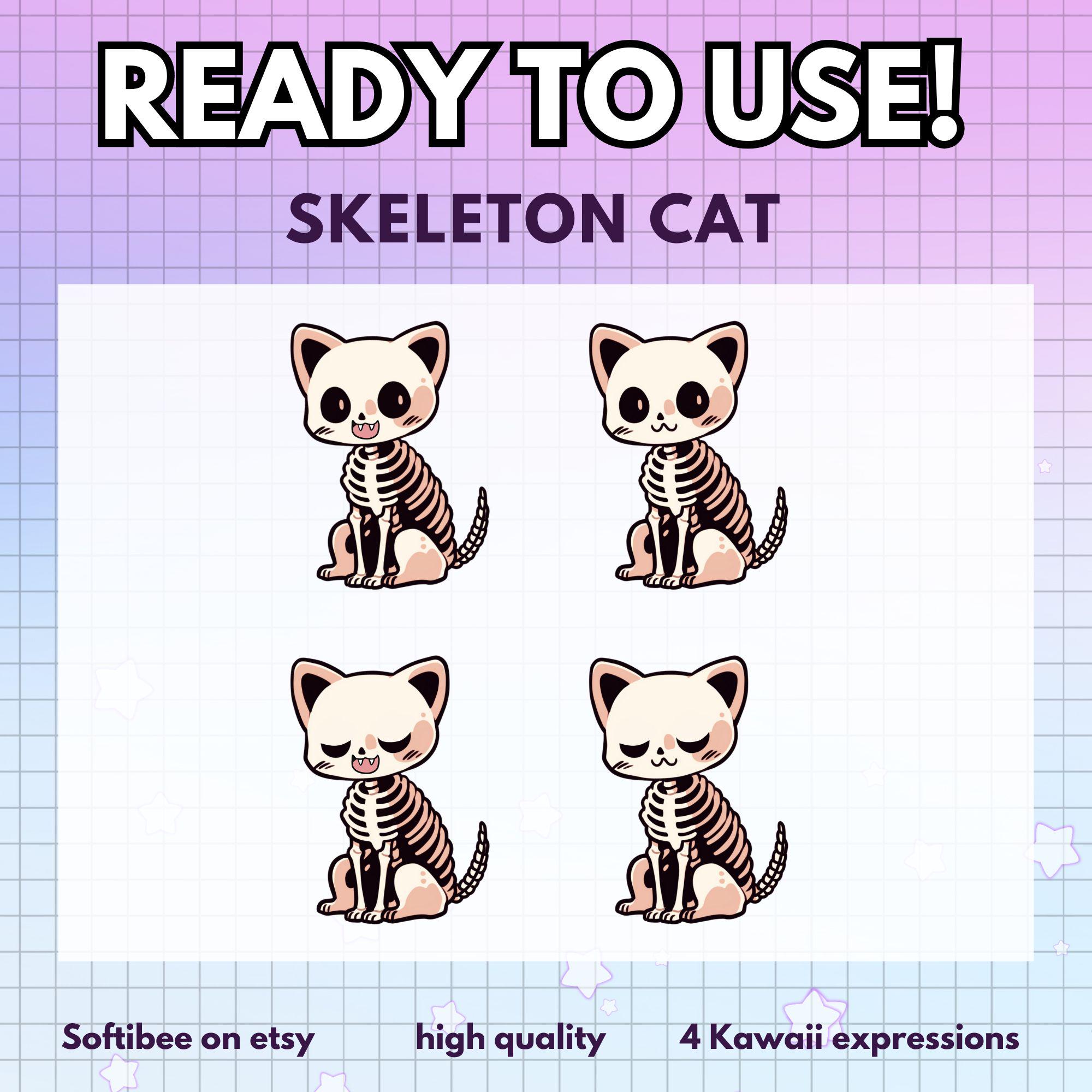 Skeleton Cat Pngtuber Model | Chibi Pngtuber Model Vtuber Cat | Twitch ...