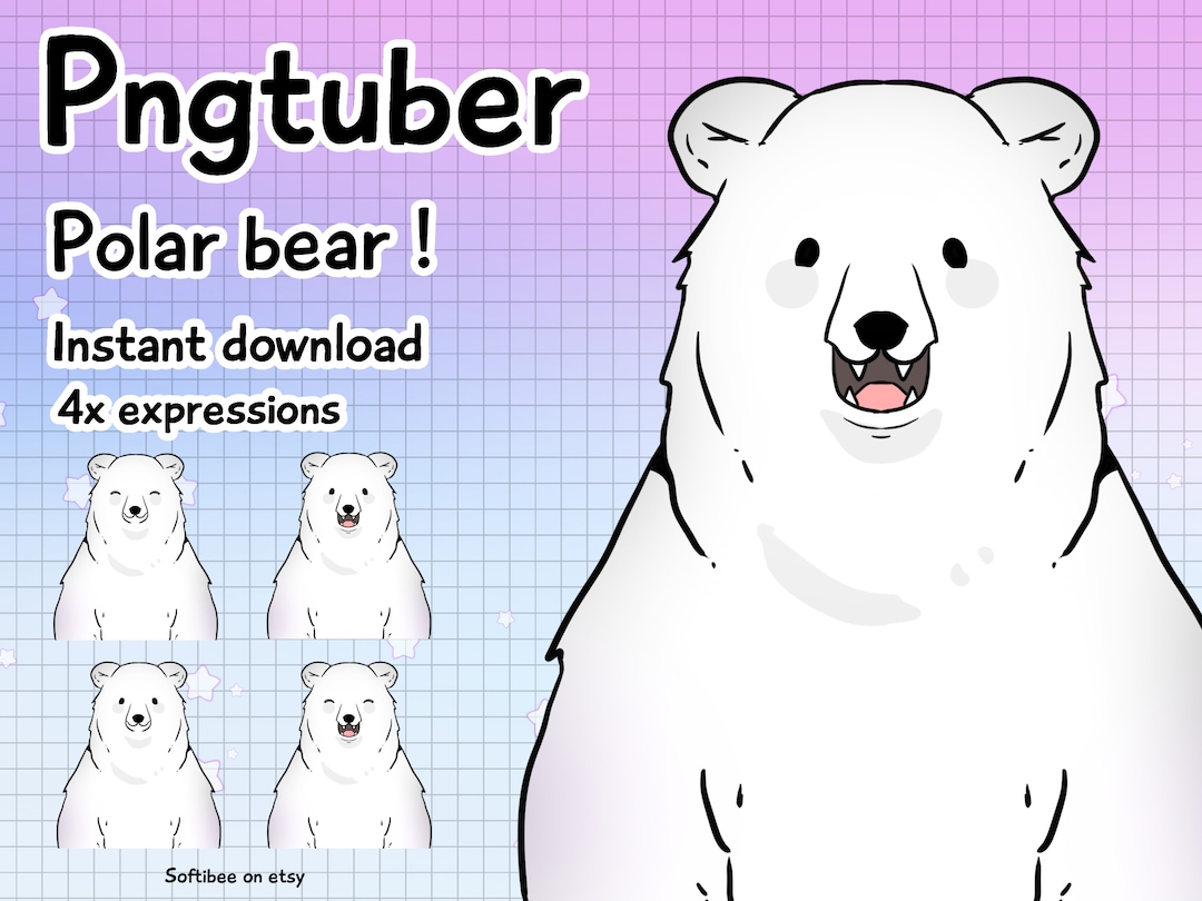 Pngtuber Bear! 4x White Pngtuber Premade Animal - Polar Edition for ...