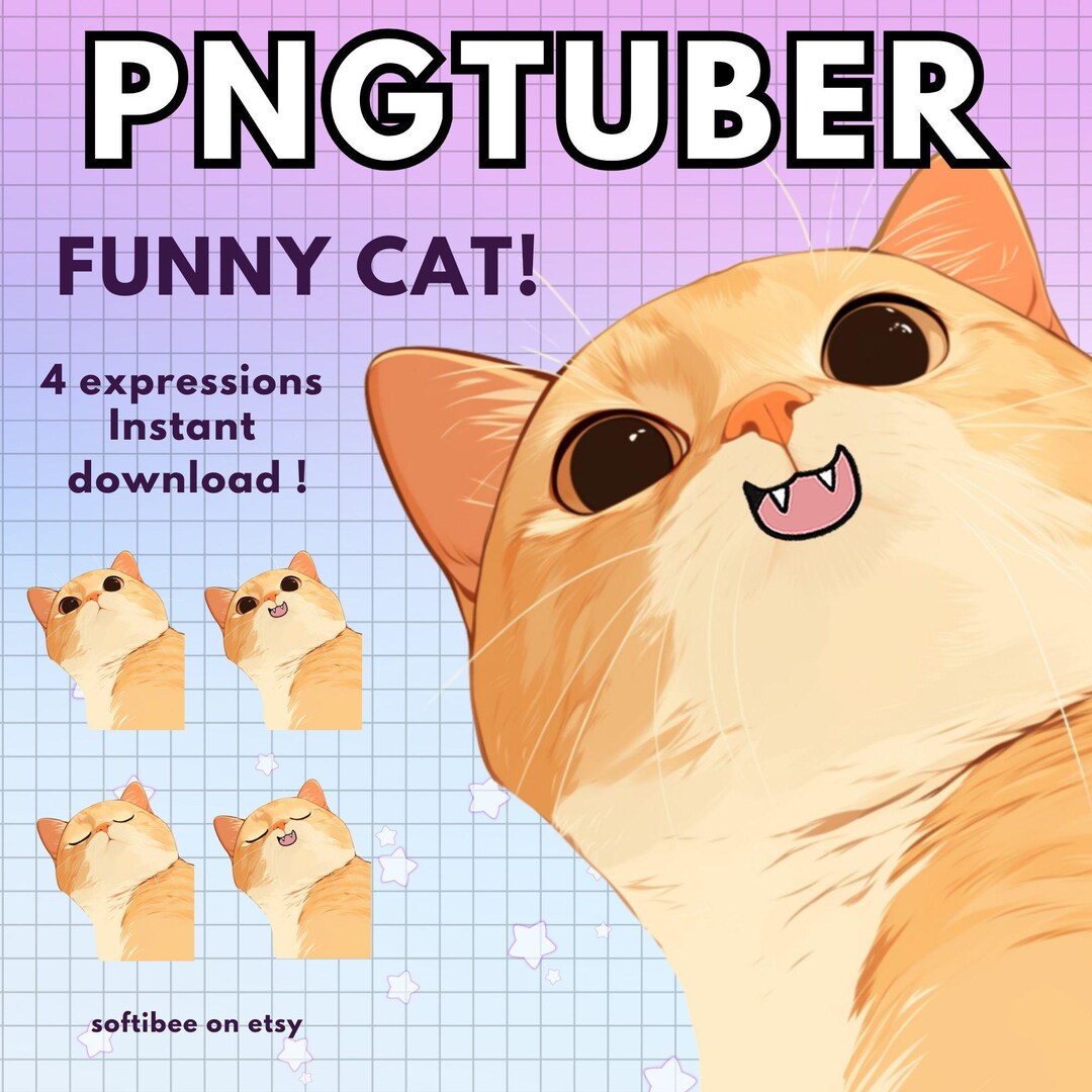 Orange Cat Pngtuber Model | 4x Chibi Gamer Cat Pngtuber | Furry Cat ...