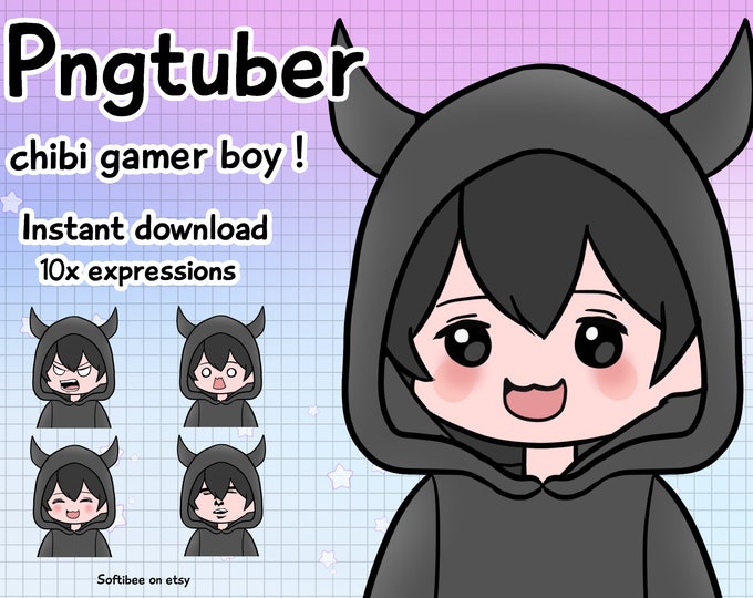Pngtuber Penguin Boy 10x Chibi Vtuber Male Model Avatars for Twitch ...