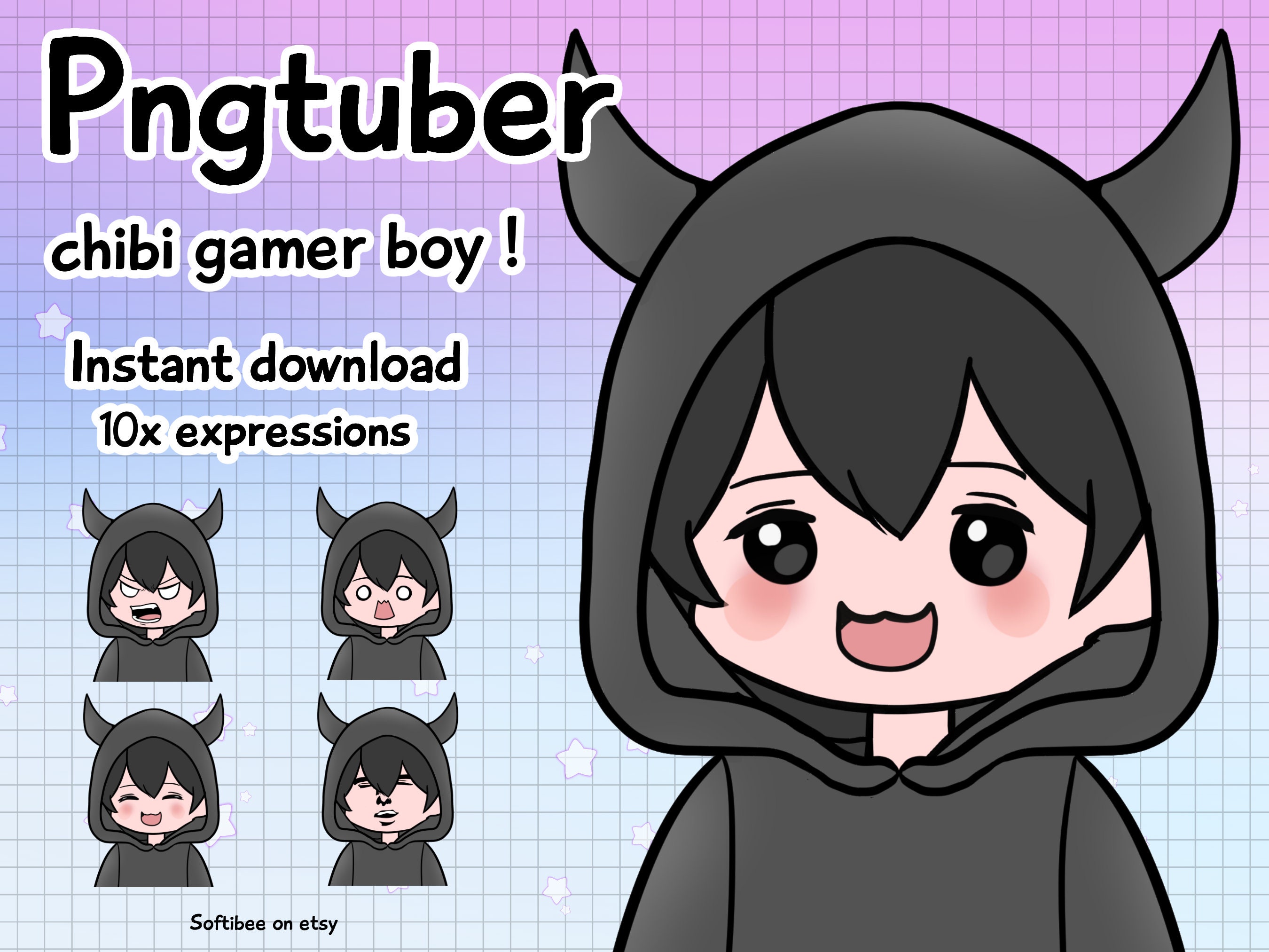 Pngtuber Devil Boy ! X10 Png Tuber Black Boy Anime Demon Vtuber Model ...