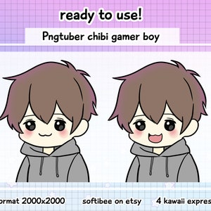 Pngtuber Chibi – 4x Png Tuber Chibi Anime Boy Avatars With Brown Hair ...