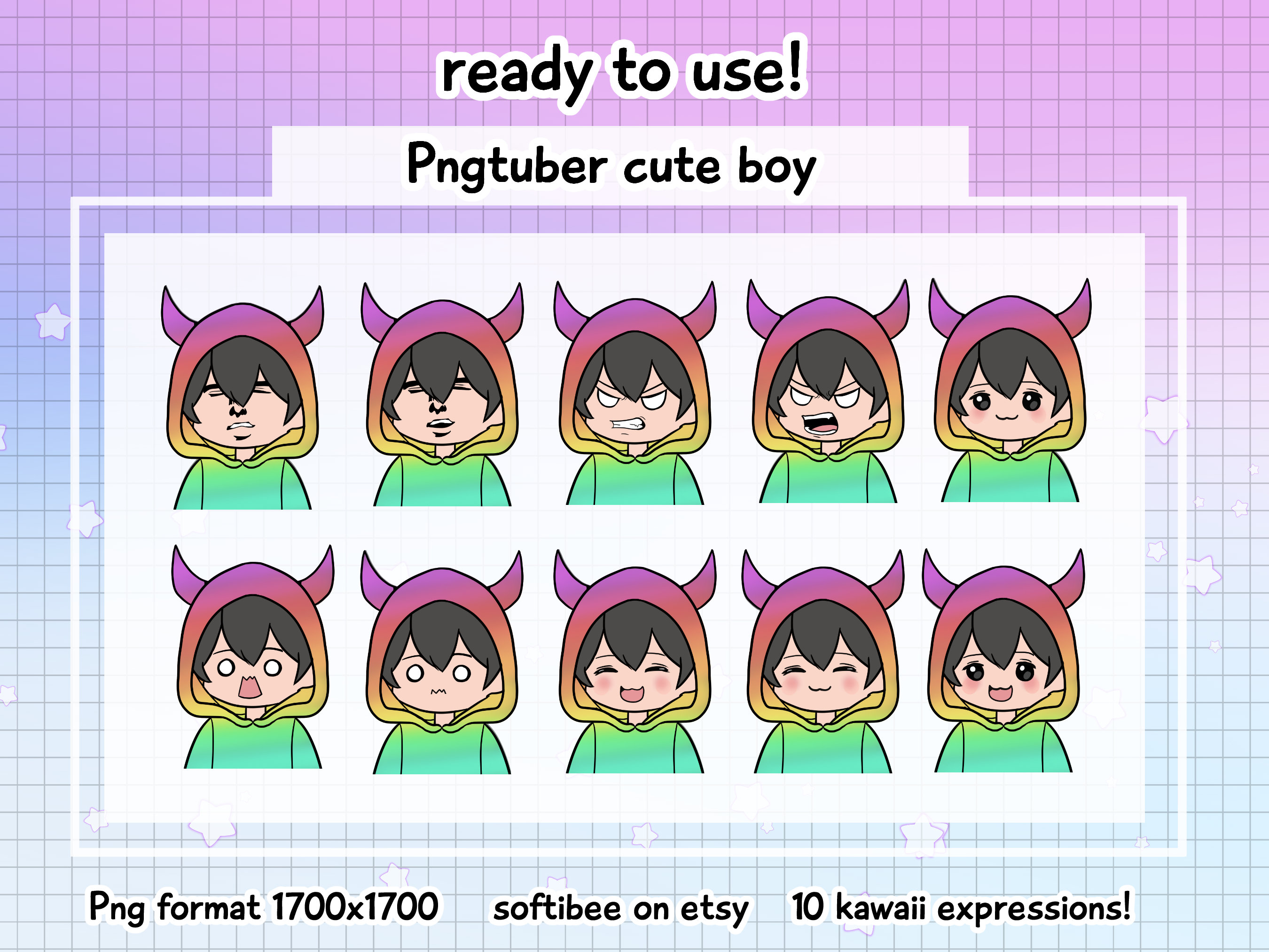 Vtuber Rainbow Hoodie Boy X10 Png Tuber Black Boy Anime Demon Vtuber ...
