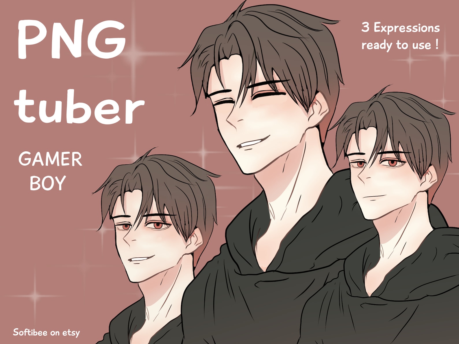 Pngtuber Male! 3x Handsome Male Png Tuber for Twitch Pngtuber Boy ...