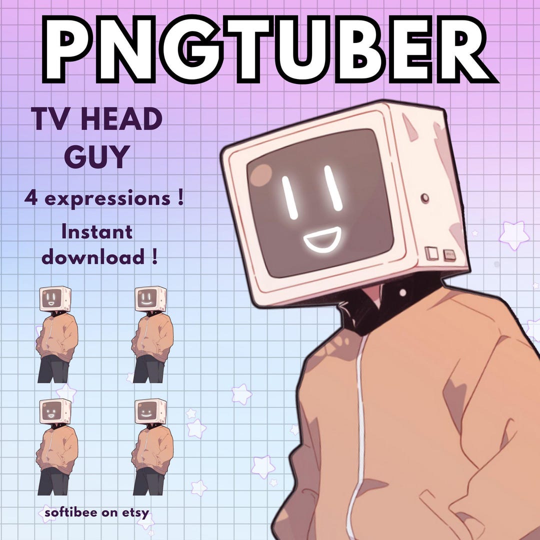 Pngtuber Male TV HEAD ! X4 Png Tuber Meme Boy Anime Vtuber Model Male ...