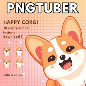 Corgi Pngtuber Dog Vtuber Model for Twitch | 10x Png Tuber Reactive ...