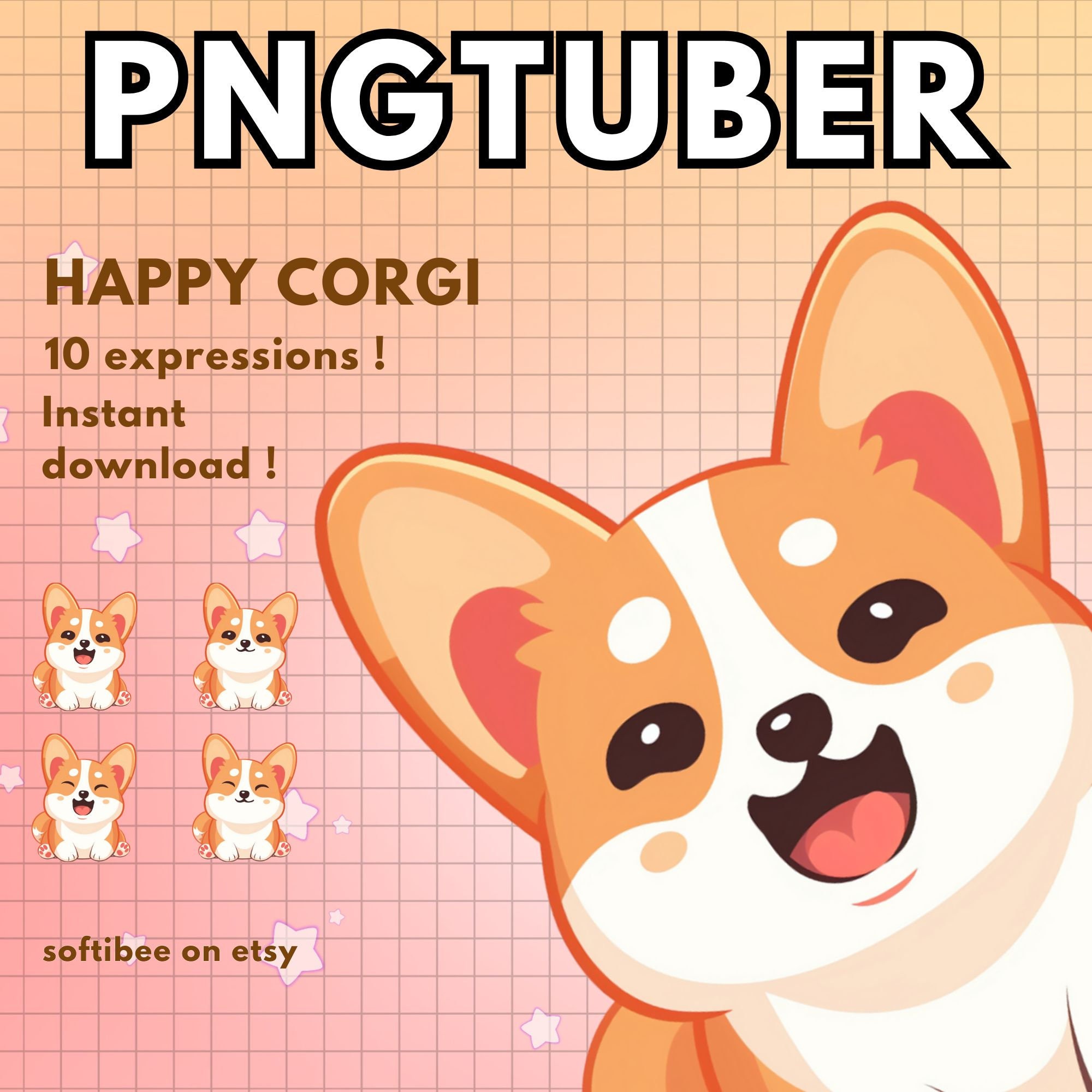 Corgi Pngtuber Dog Vtuber Model for Twitch | 10x Png Tuber Reactive ...