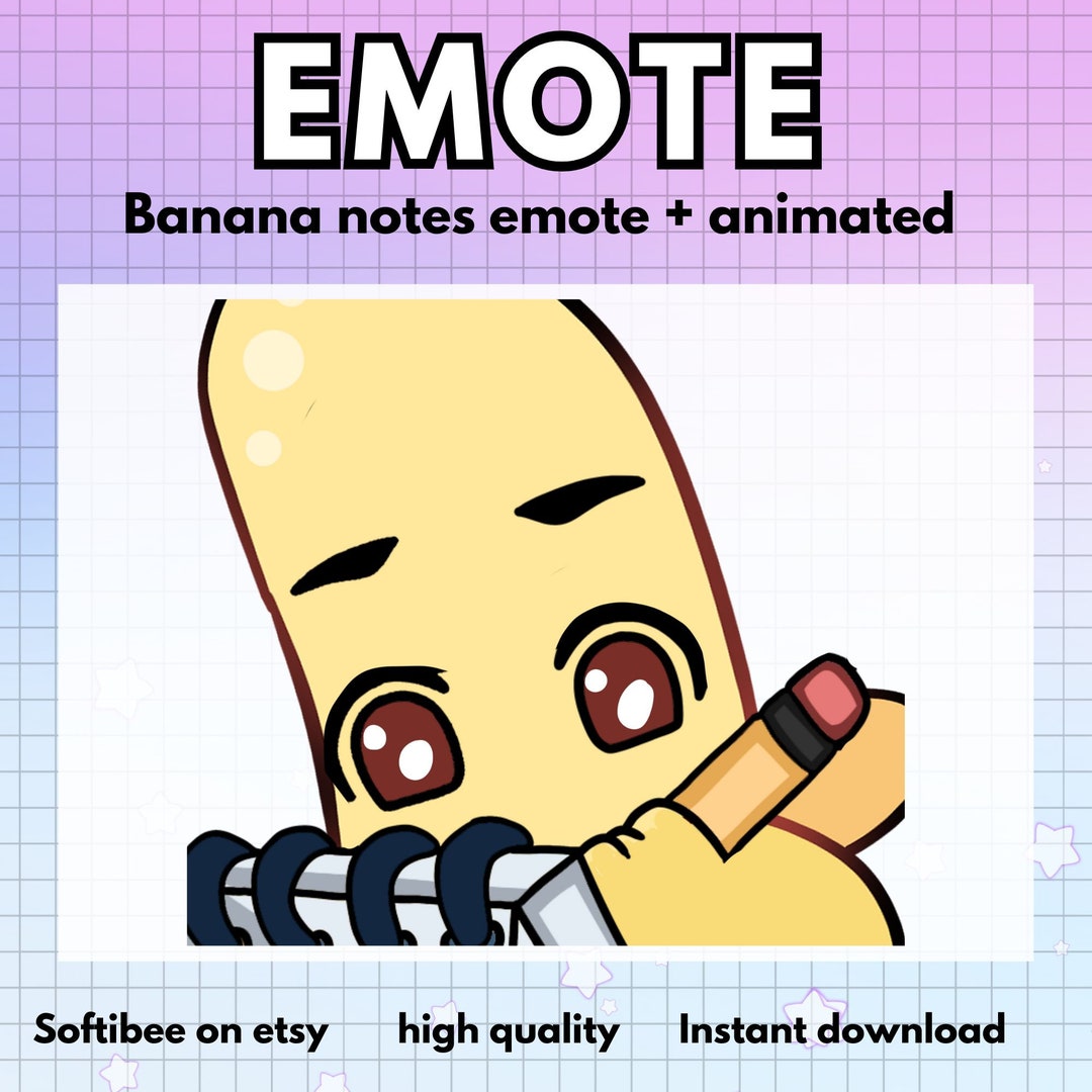 Animated Emote Twitch Banana Notes | Kawaii Animated Food for Streaming ...