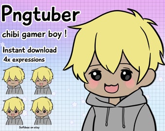 Vtuber Model Male Chibi Boy Pngtuber Premade for Twitch - Etsy