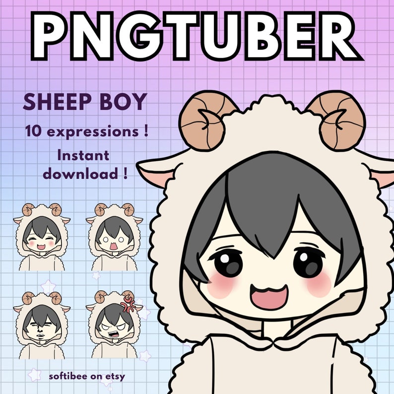Pngtuber - Cute Sheep Boy | 10 Expressions | Vtuber Model Male | Gamer ...