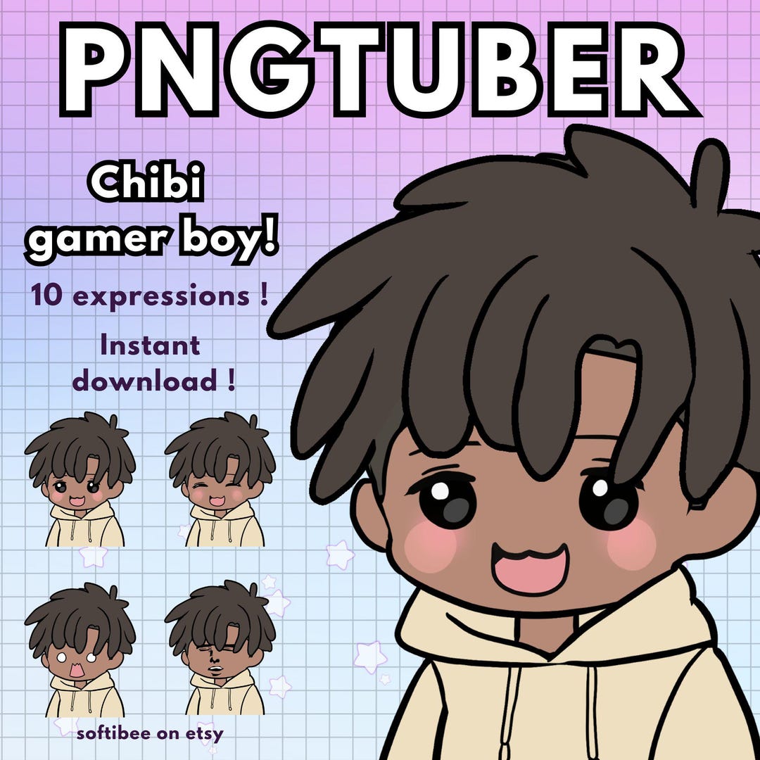 Dark Skin Vtuber Male Model ! 10x Png Tuber Boy Dark Skin Pngtuber ...