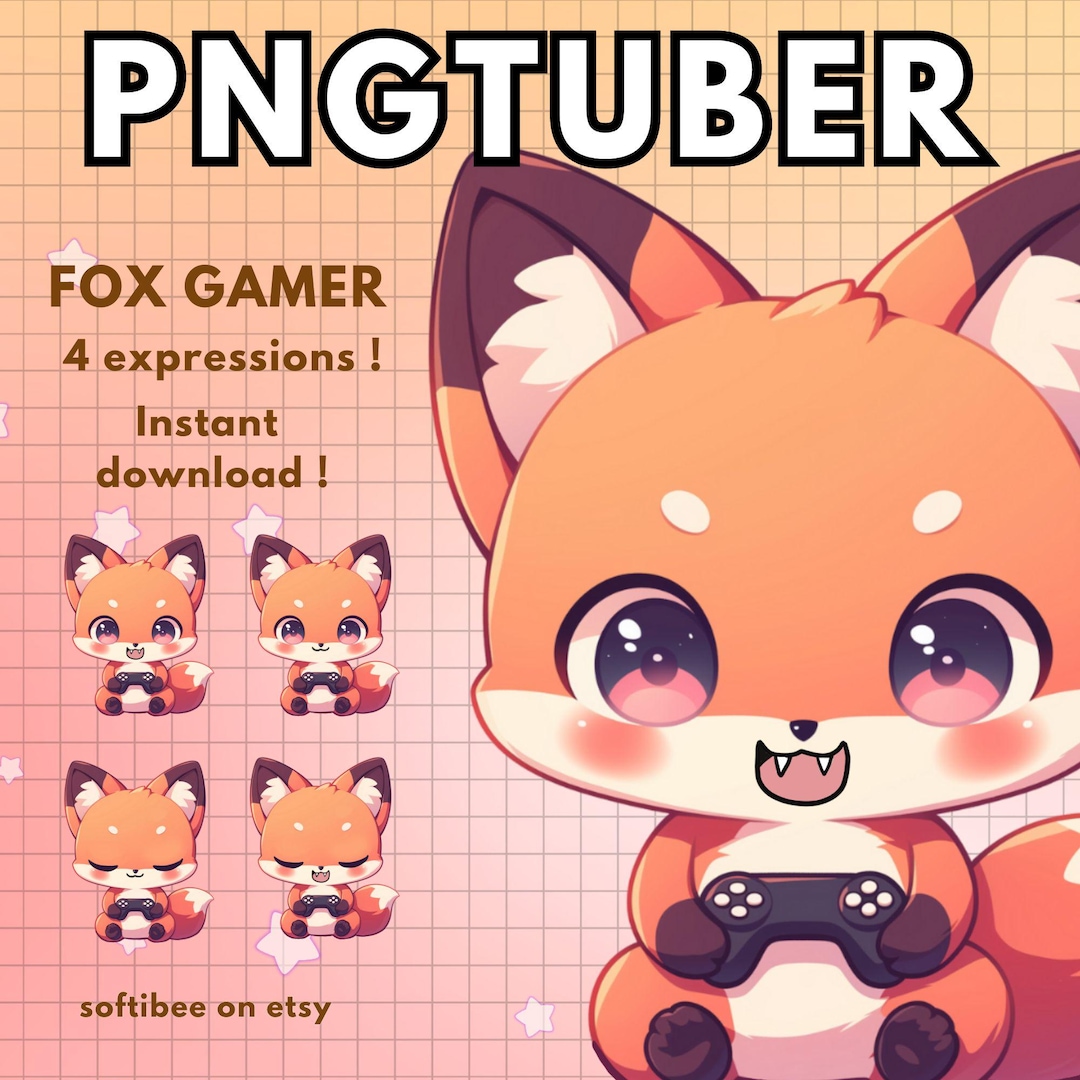 Modelo de zorro Pngtuber Gamer Lindo 4x Chibi Png tuber Avatares para ...