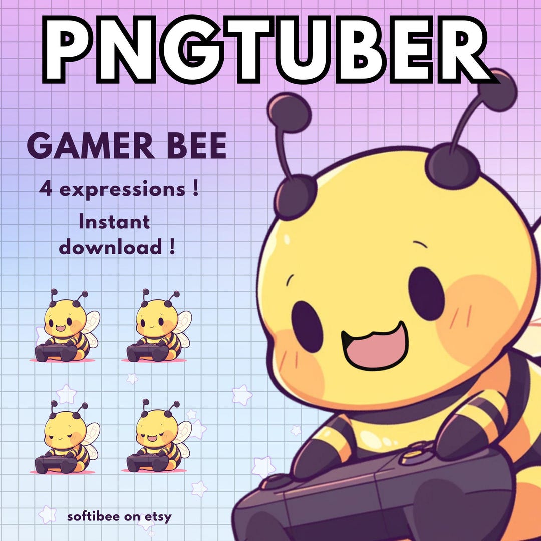 Bee Pngtuber GAMER ! X 4 Bee Chibi Png Tuber Kawaii Vtuber Model for ...