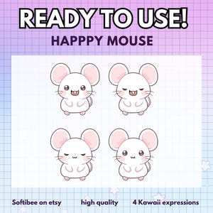 Pngtuber Mouse Vtuber Model for Twitch | 4x White Png Tuber Reactive ...