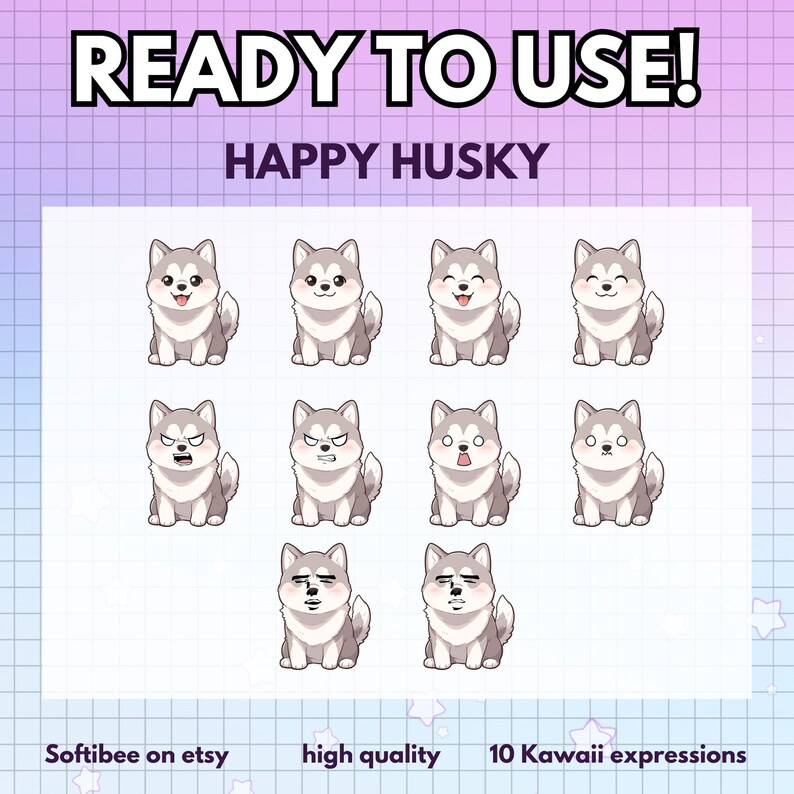 Husky Pngtuber Dog Vtuber Model for Twitch | 8x Png Tuber Reactive ...