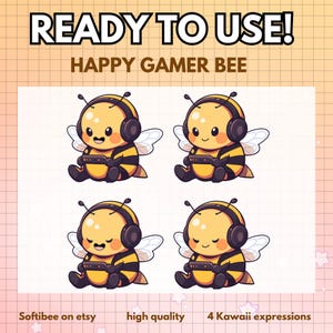 Pngtuber Bee GAMER ! X 4 Chibi Bee Png Tuber Kawaii Vtuber Model for ...