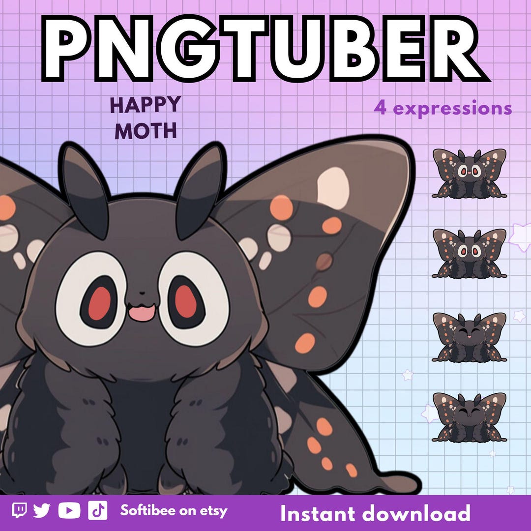 Pngtuber Moth Vtuber Model for Twitch 10x Black Png Tuber Reactive ...