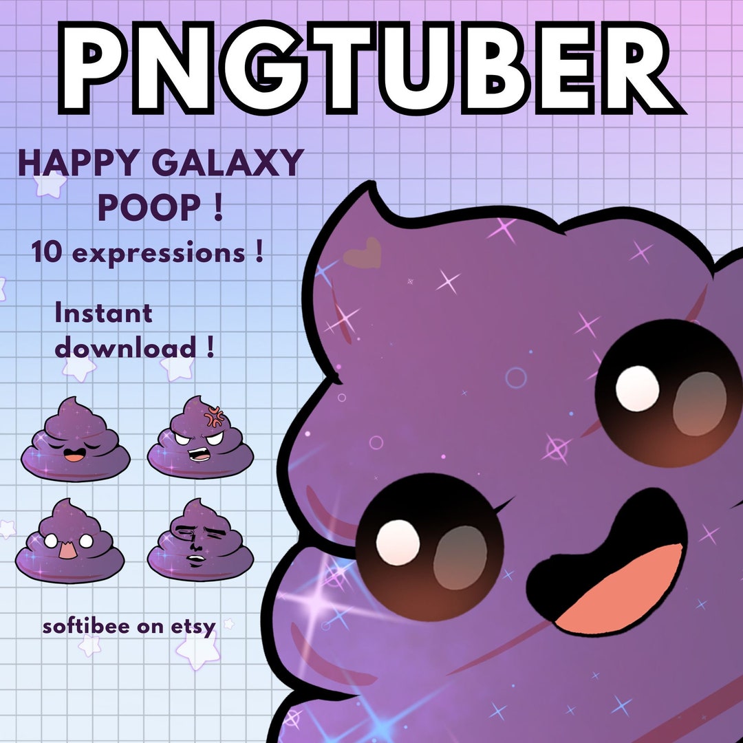 Poop Vtuber Model ! 10x Cute Galaxy Poop Pngtuber Premade Giftuber Food ...