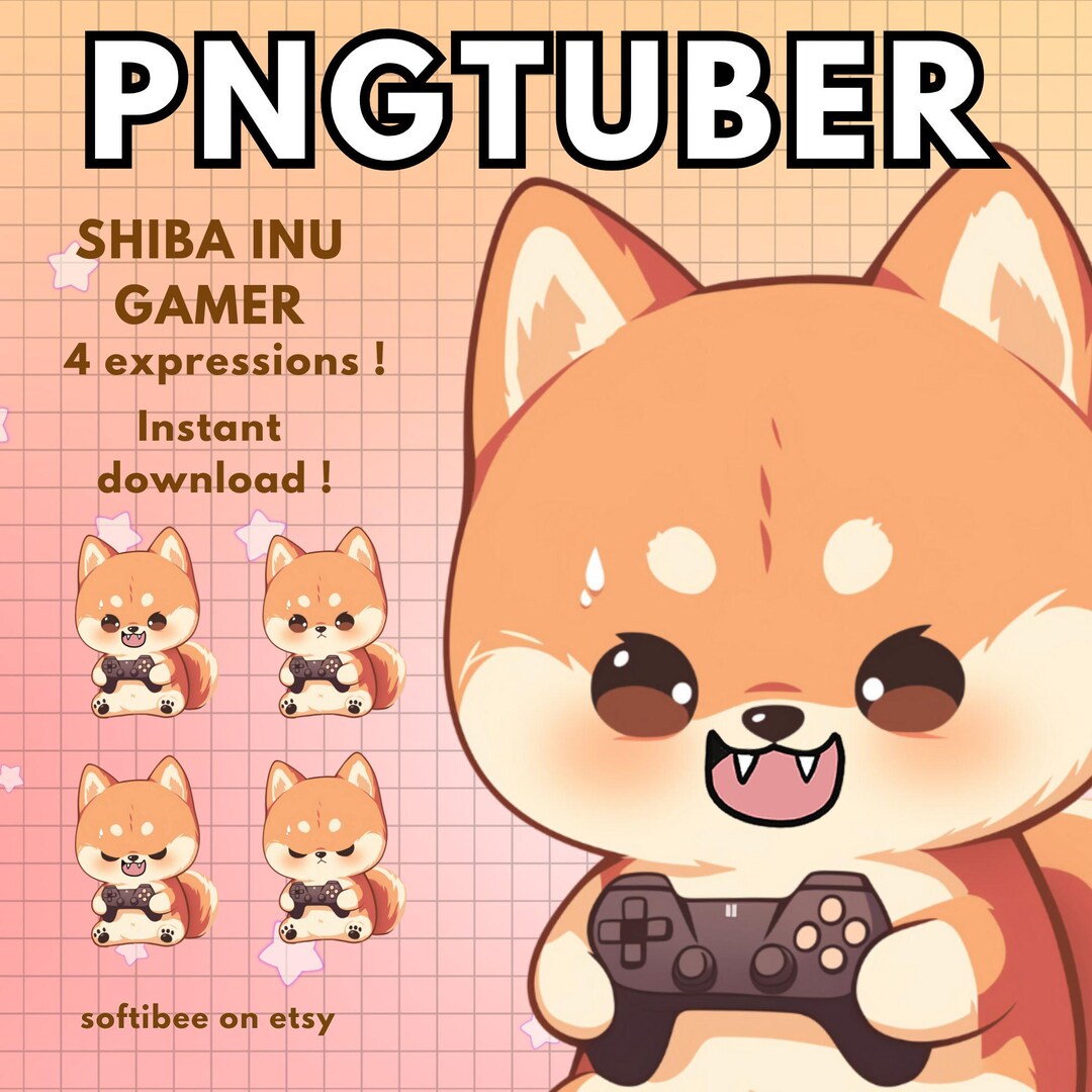 Shiba Inu Pngtuber Dog Vtuber Model for Twitch | 4x Gamer Png Tuber ...