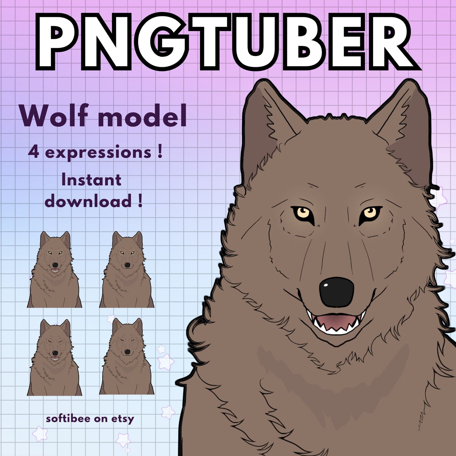 Wolf Pngtuber Model ! Pre-made Vtuber Model / Animal Png Tuber for ...