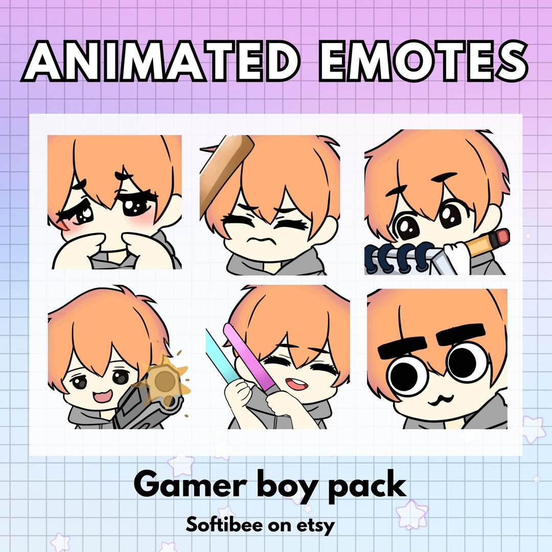 Twitch Animated Emotes Boy With Orange Hair Pack X6 Kawaii Animated ...