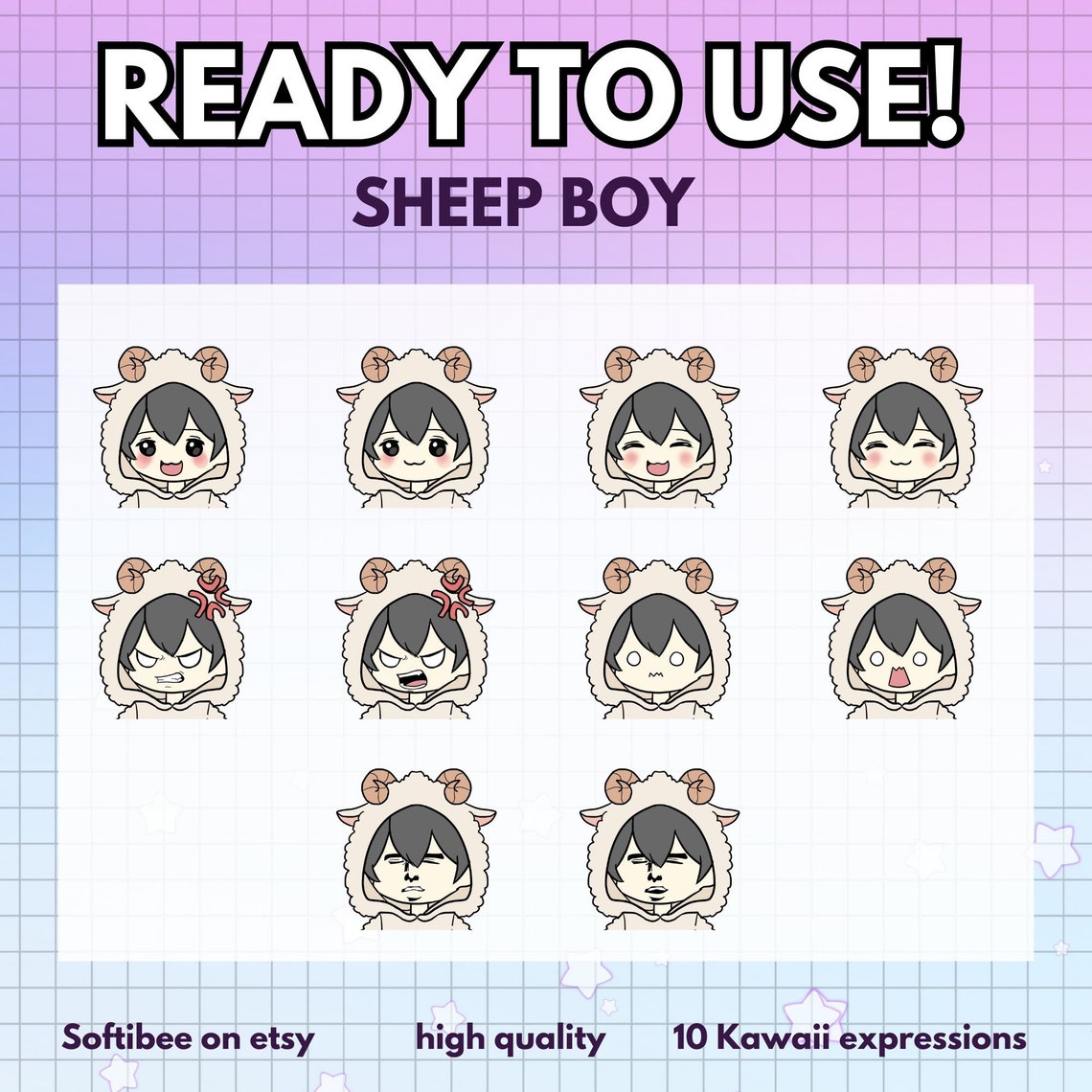 Pngtuber - Cute Sheep Boy | 10 Expressions | Vtuber Model Male | Gamer ...