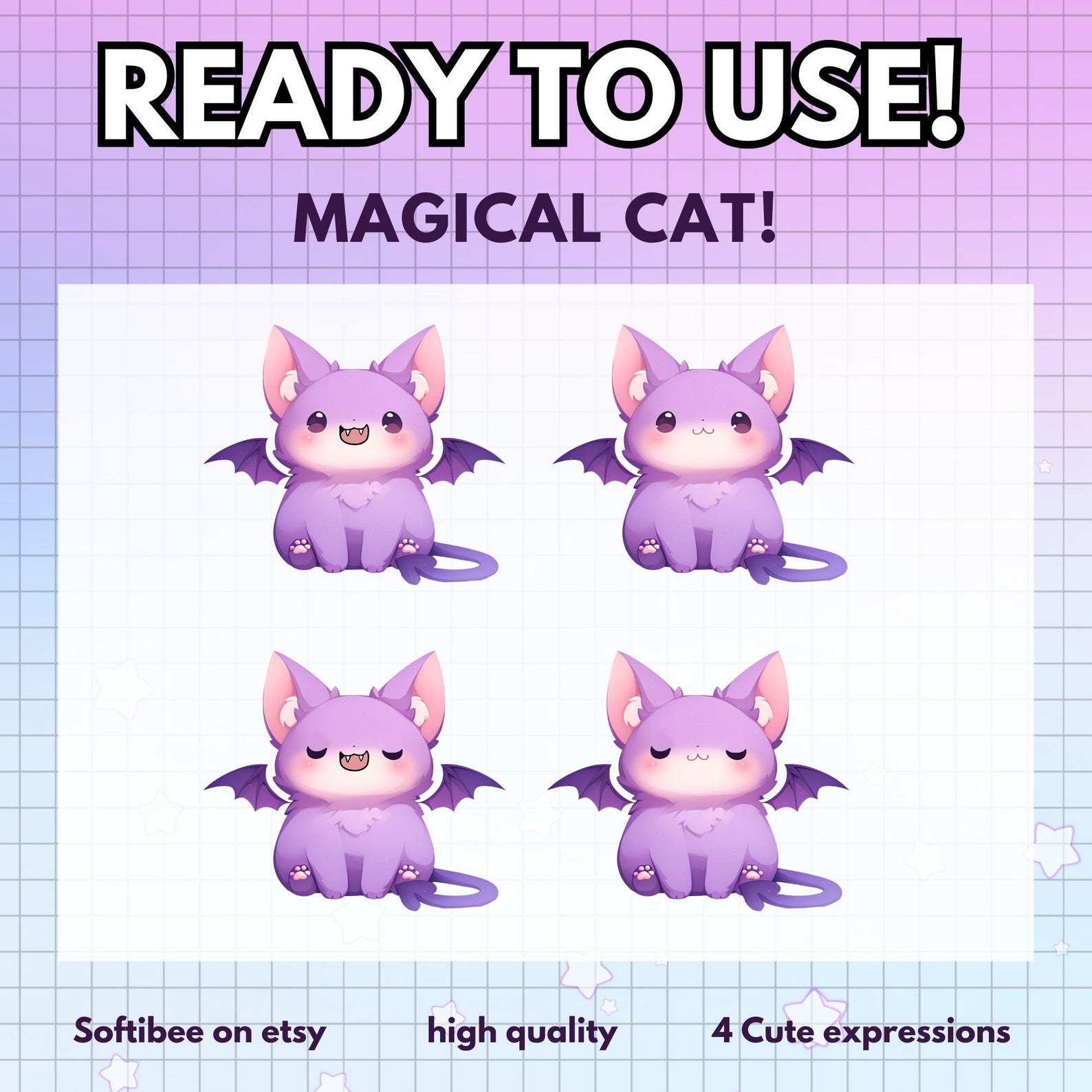 Vtuber Magical Cat Pngtuber Model | 4x Magical Purple Fairy Png Tuber ...