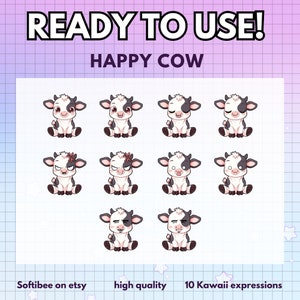 Pngtuber Cow Vtuber Model for Twitch | 10x Black Png Tuber Reactive ...