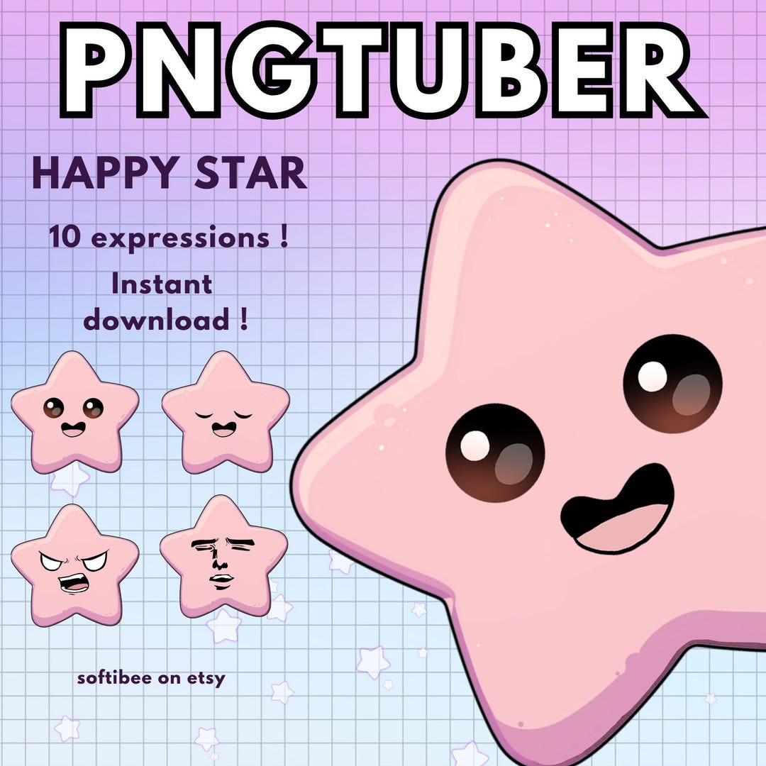Pngtuber Star ! 10x Pink Star Pngtuber Premade Png Tuber Star for ...