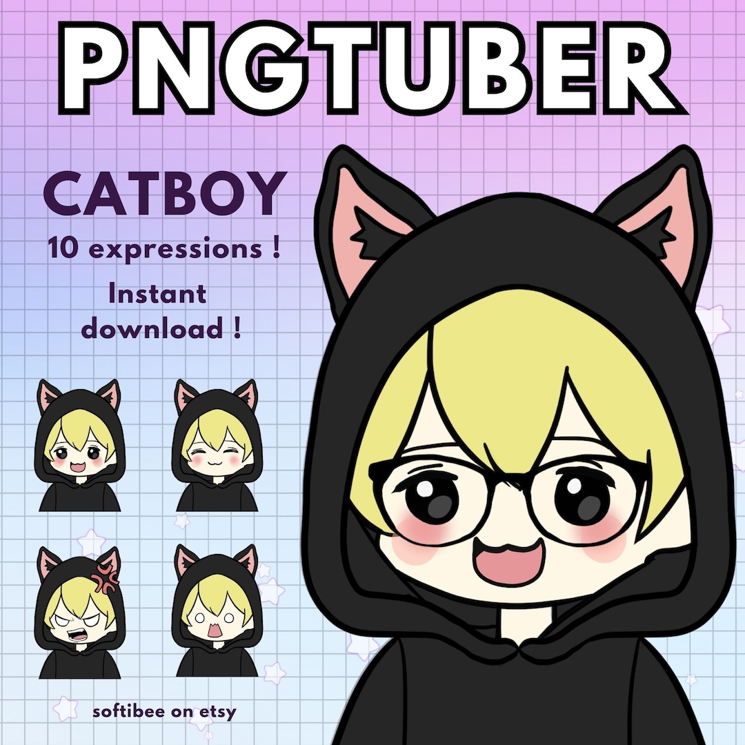 Boy Pngtuber Male Avatars | 10x Catboy Vtuber Model Male & Blond Yellow ...