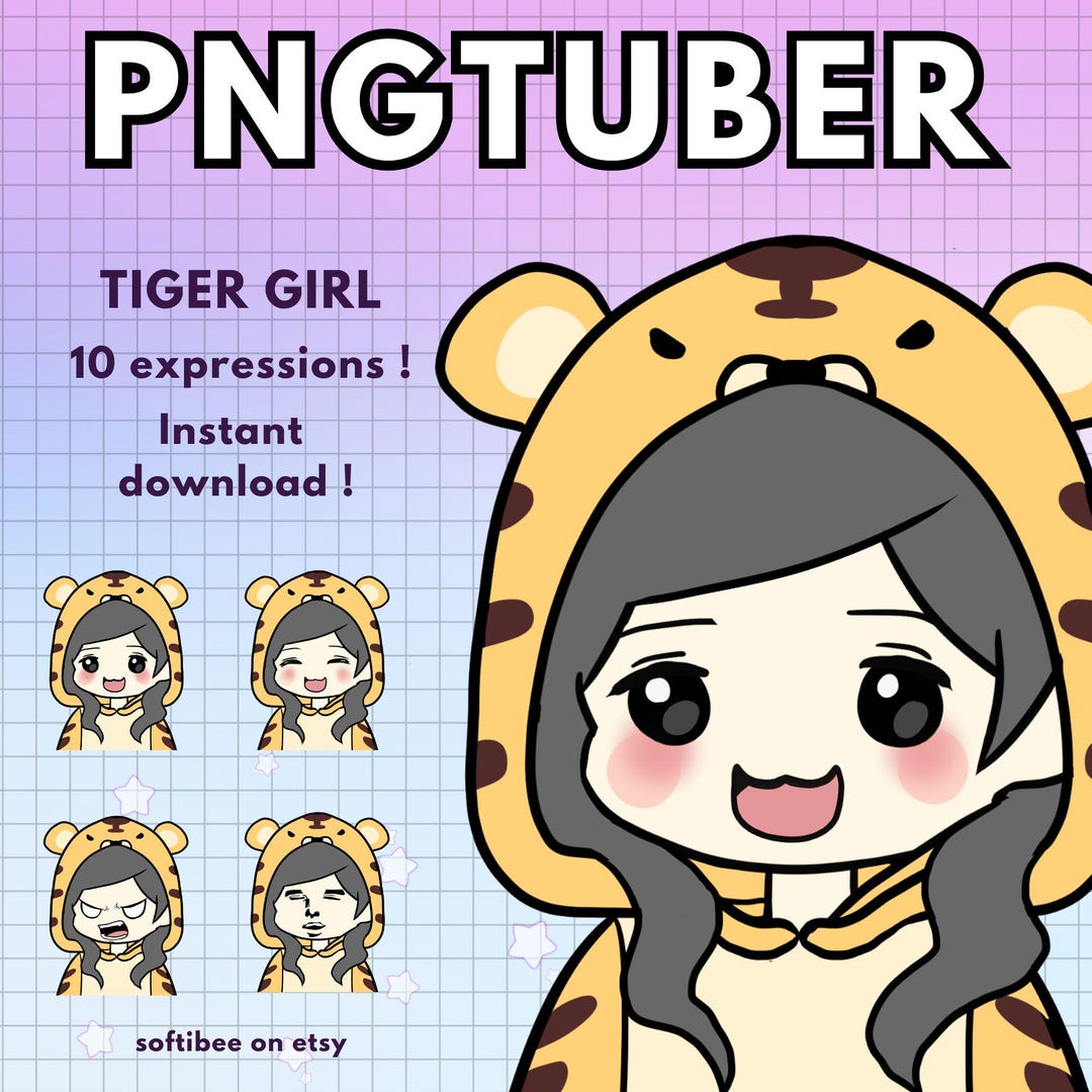 Png Tuber Girl Tiger Pngtuber Model | 10x Pngtuber Tiger Model Girl ...