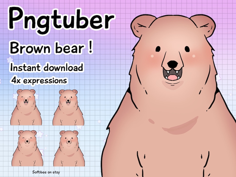 Pngtuber Bear 4x Brown Twitch Pngtuber Premade Animal Brown Edition for ...