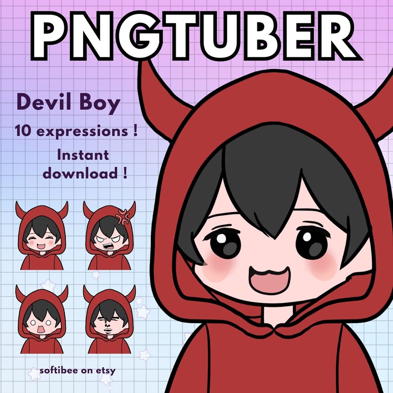 Pngtuber Male Model 10x Red Devil Png Tuber for Twitch Pngtuber Gamer ...