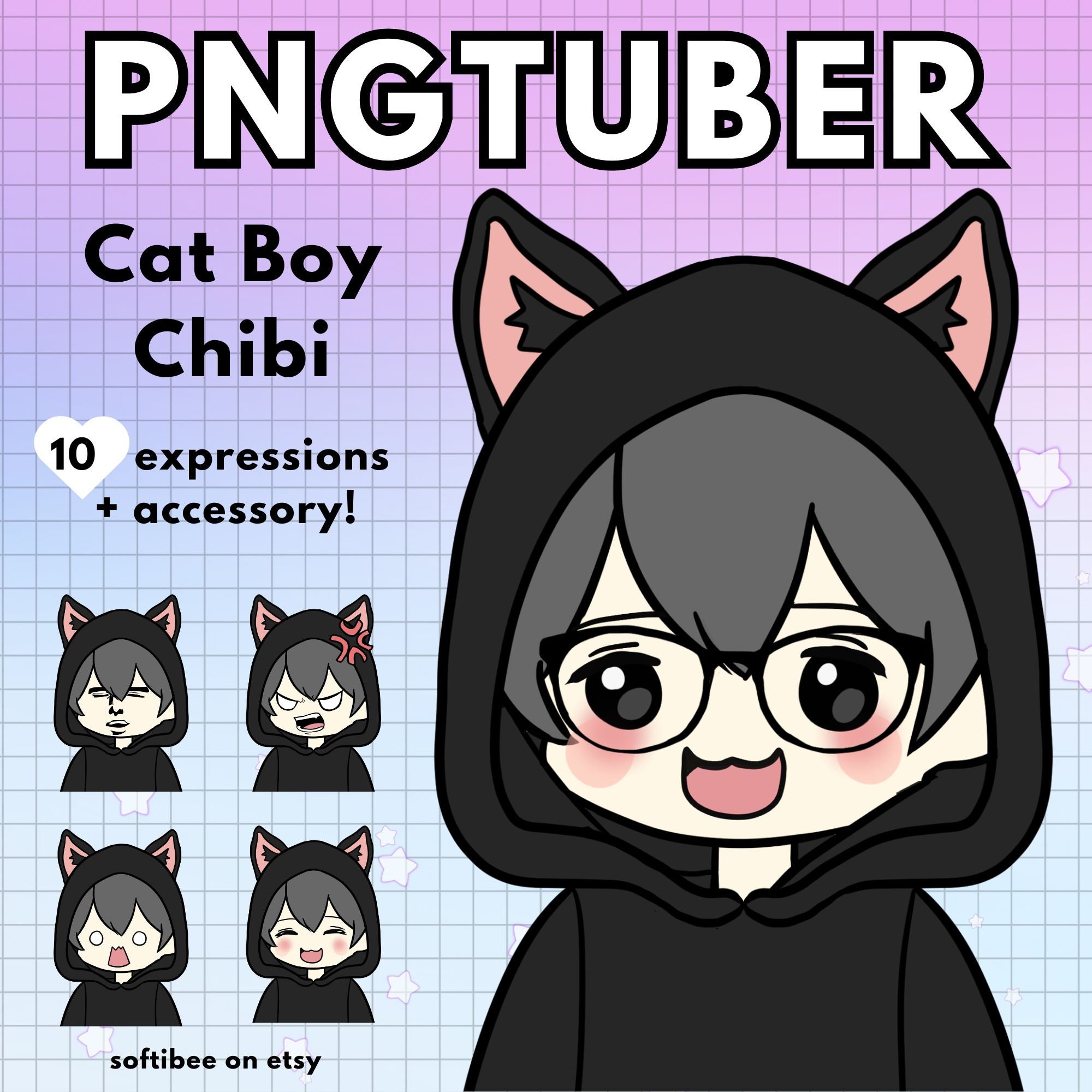 Vtuber Male Chibi Cat Boy Black / Pngtuber Model Men / Boy - Etsy Canada