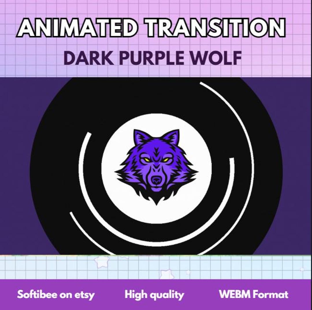Twitch Wolf Stingers Transition Obs | Purple Pngtuber Vtuber Wolf Furry Stinger for Gamer ...