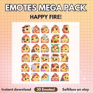 Fire Emotes Twitch MEGA PACK ! X30 Emote Chibi Boy Anime Fire Model ...