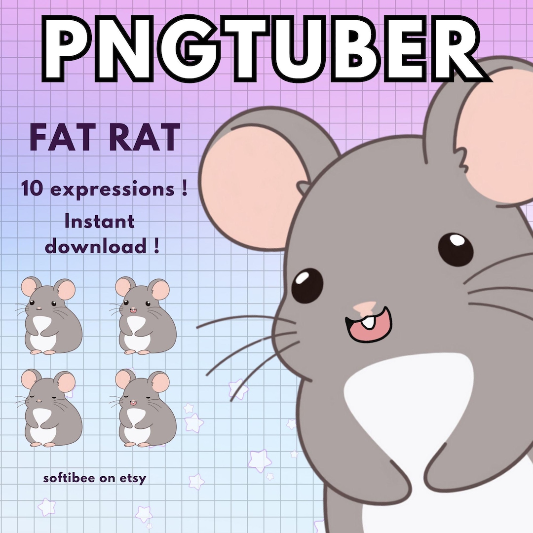 Pngtuber Fat Rat Vtuber Model for Twitch | 10x Grey Png Tuber Reactive ...