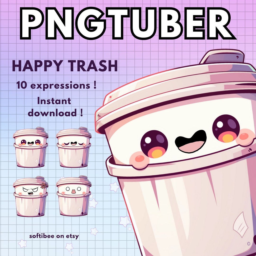 Pngtuber Trash ! X10 Png Tuber Chibi Boy Trash Can With Charm Vtuber ...