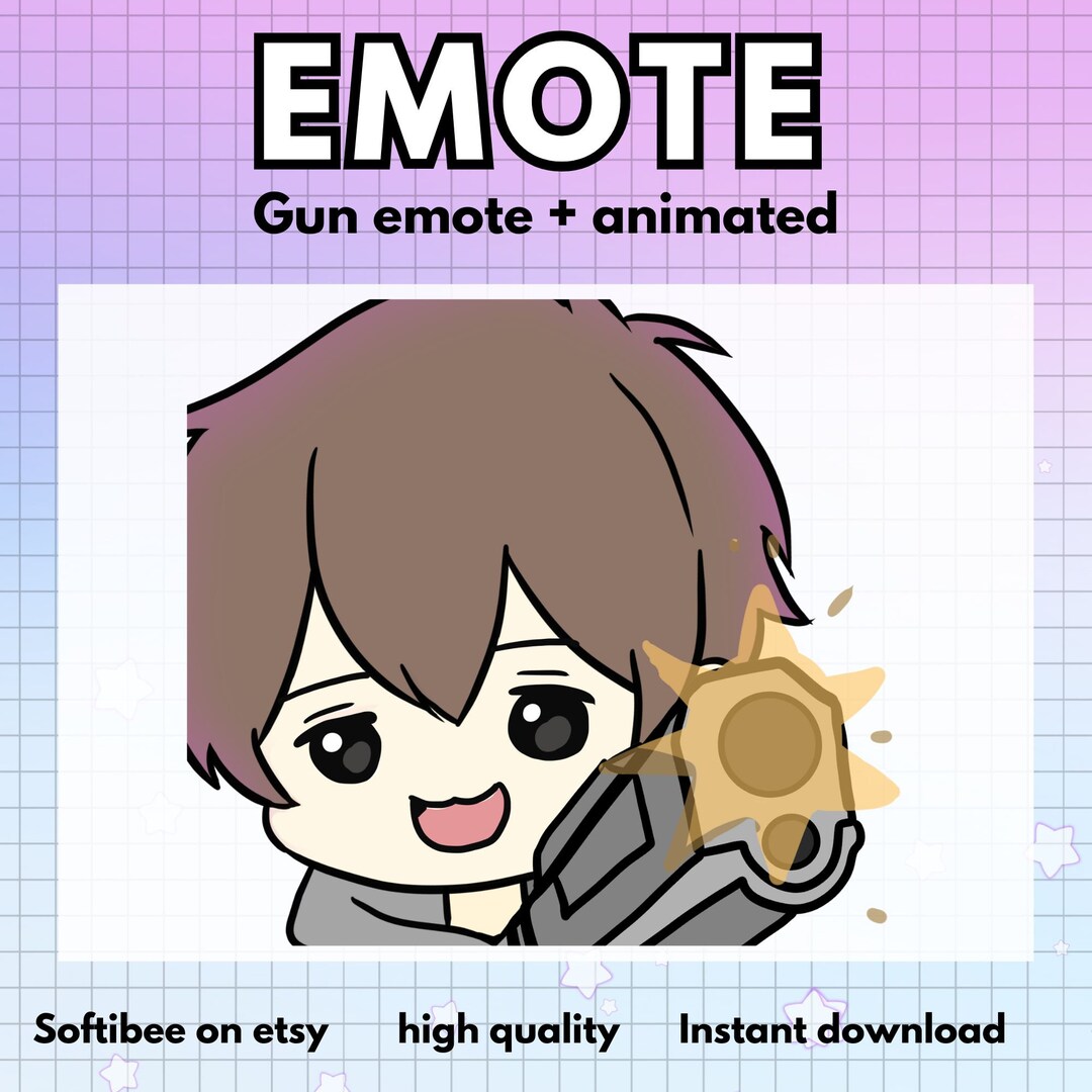 Twitch Animated Emote Brown Hair Boy Emote Gun for Streaming Male ...