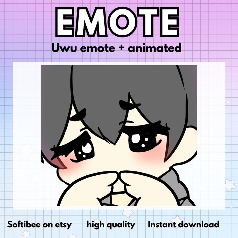 Uwu Animated Emote Boy With Black Hair ! Animated Twitch Emotes Single ...