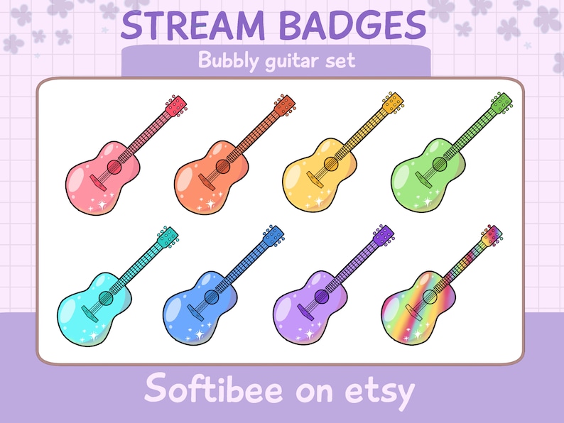 Twitch Sub Badges S Guitar! 8X Kawaii Bundle , Music Bit Badges for ...